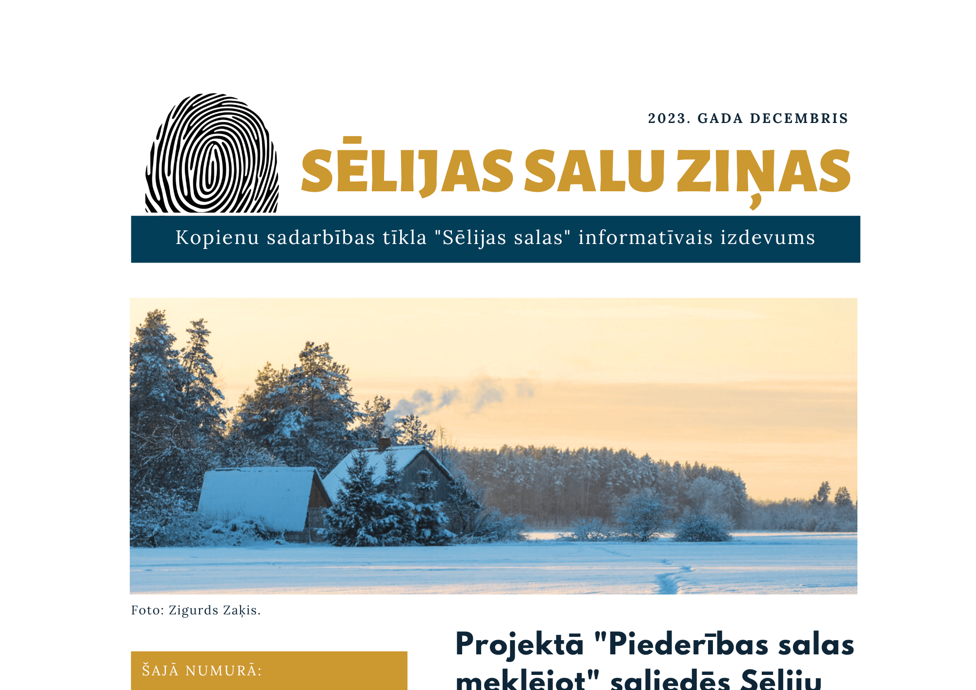 Iznācis informatīvā izdevuma "Sēlijas salu ziņas" decembra numurs ...